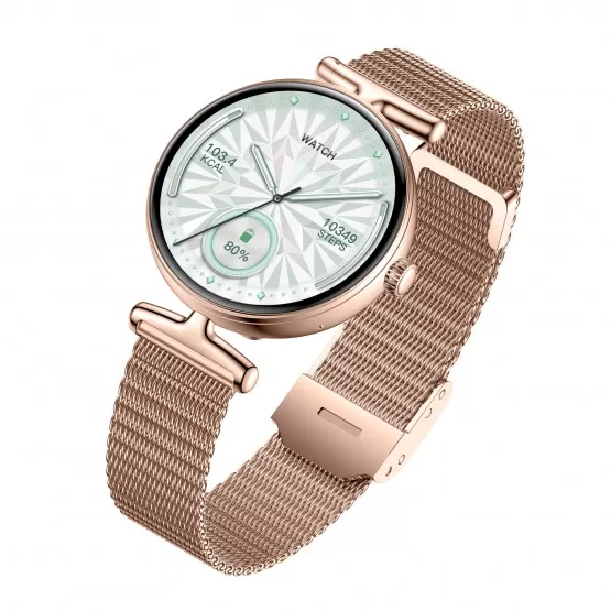 INF Smartwatch Multifunzionale Oro con Schermo AMOLED, Chiamate Bluetooth