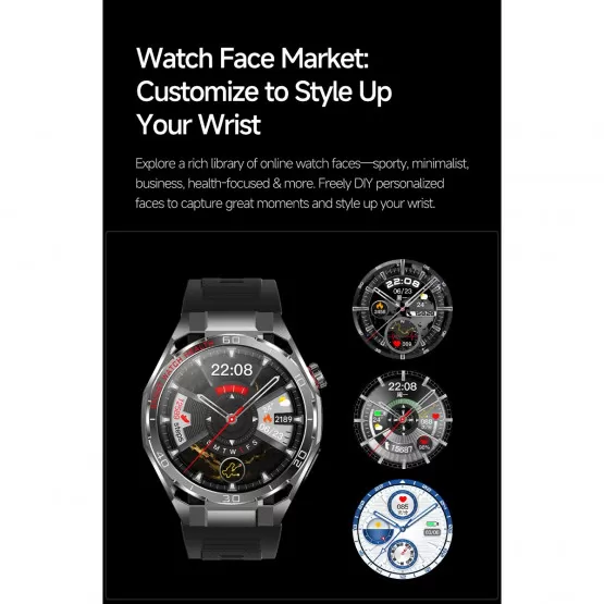 INF Smartwatch (Gray Strap) - 1.47" 466x466 AMOLED, ECG ZS8002, Bluetooth